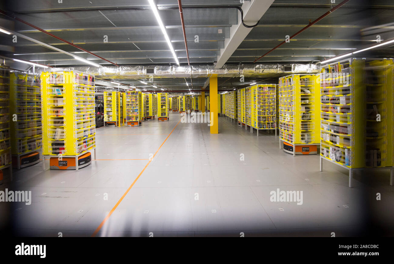 The Robotic operation of an Amazon warehouse in the Midlands of the ...
