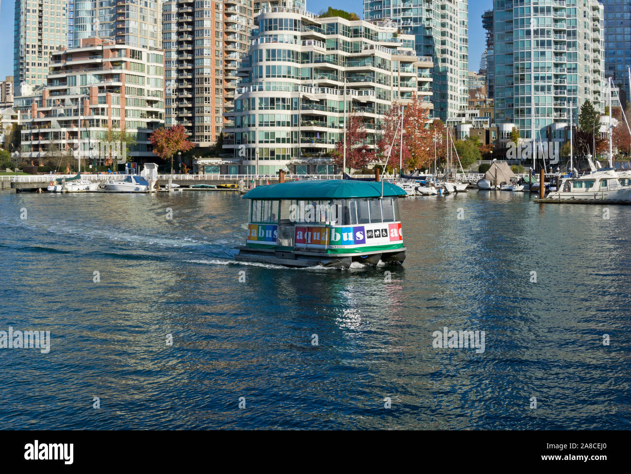 Aquabus passenger ferry travelling on False Creek in Vancouver, as ...