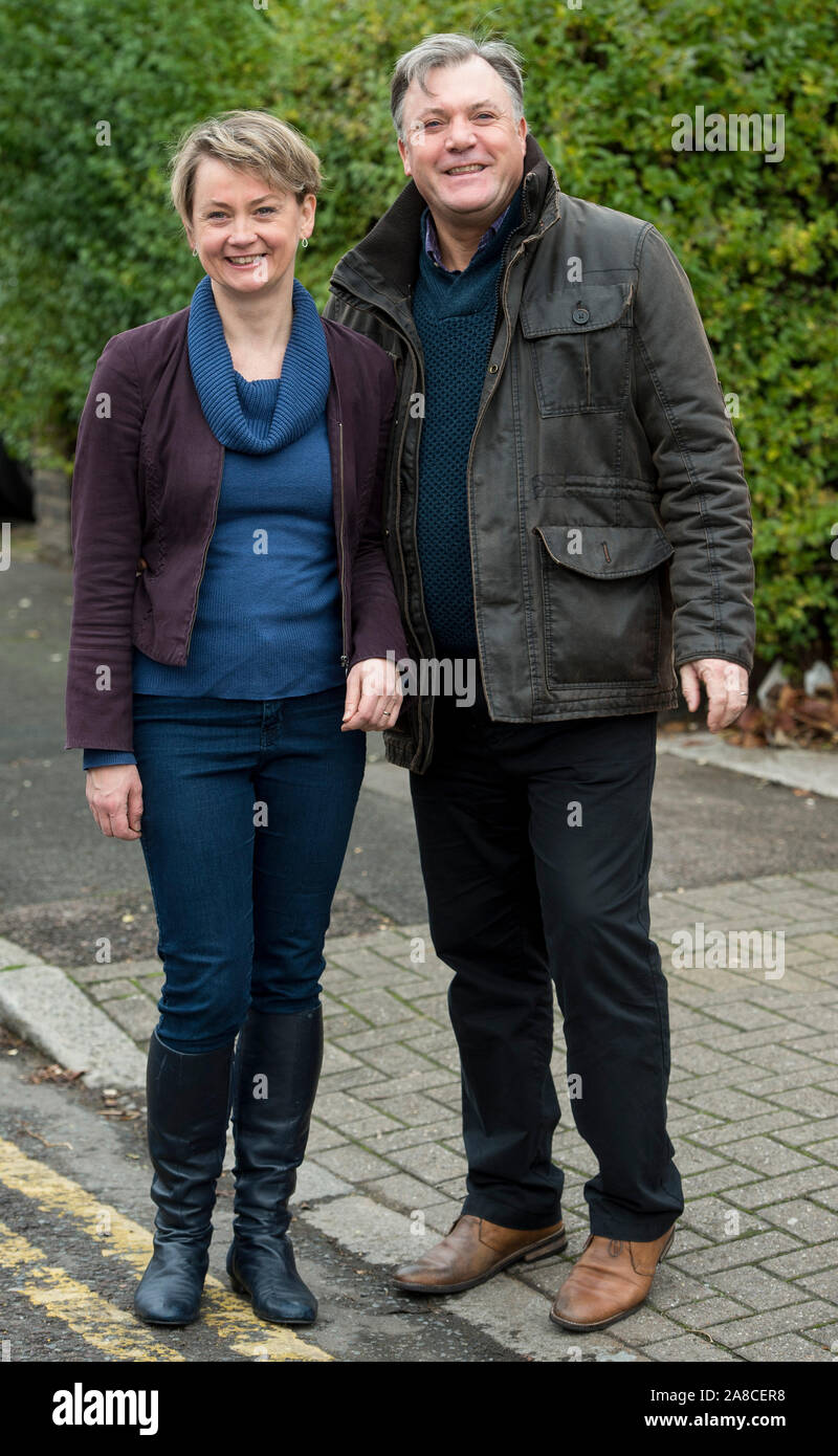 Former MP Ed Balls And Yvette Cooper Leaving Their Home In North London