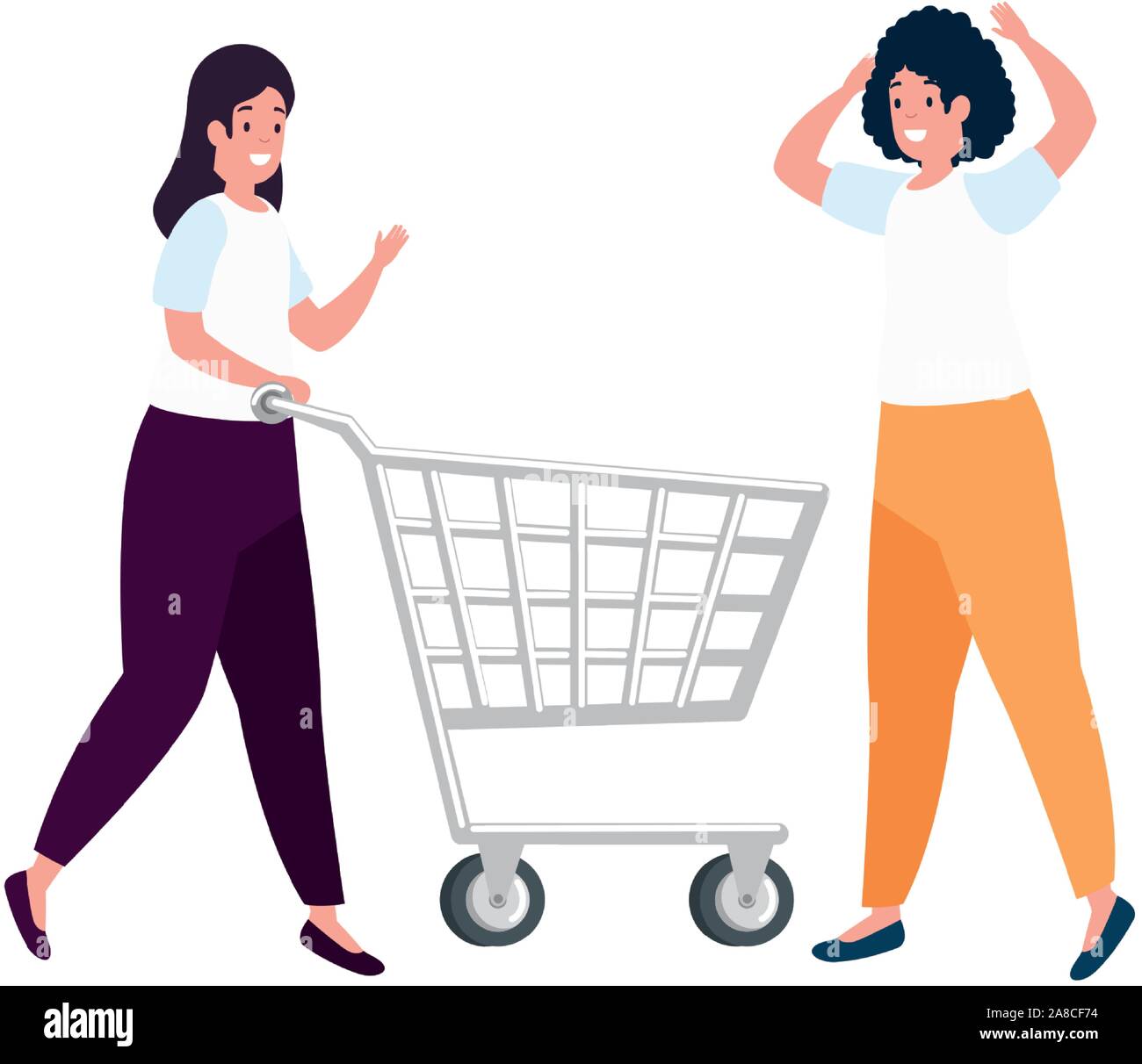beautiful women with cart shopping isolated icon Stock Vector Image ...