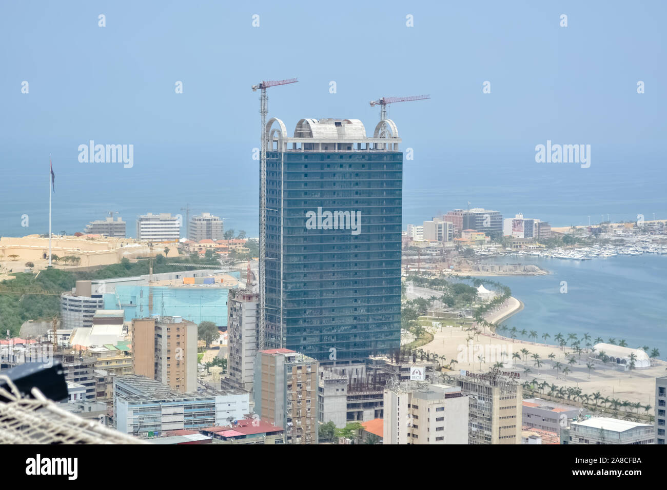 Luanda/Angola - 11/28/2016: Aerial view of downtown Luanda, bay and ...