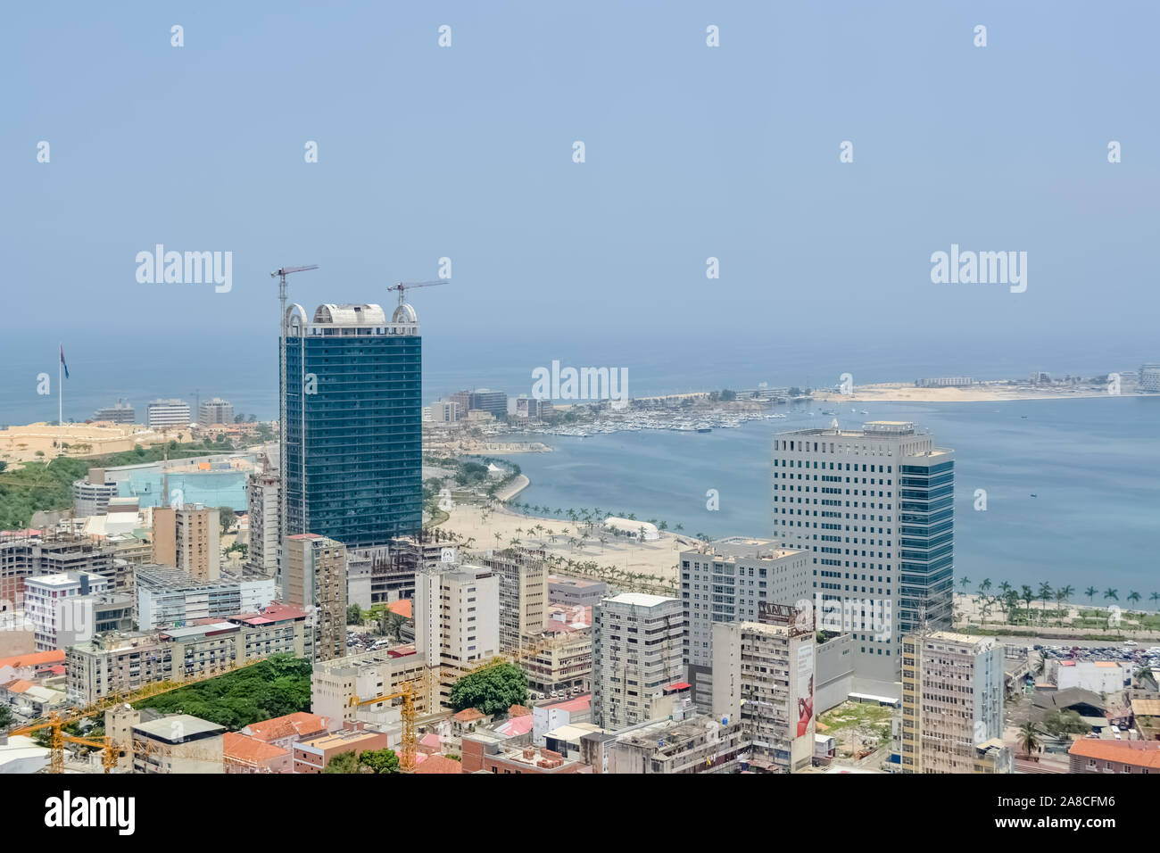 Luanda/Angola - 11/28/2016: Aerial view of downtown Luanda, bay and ...