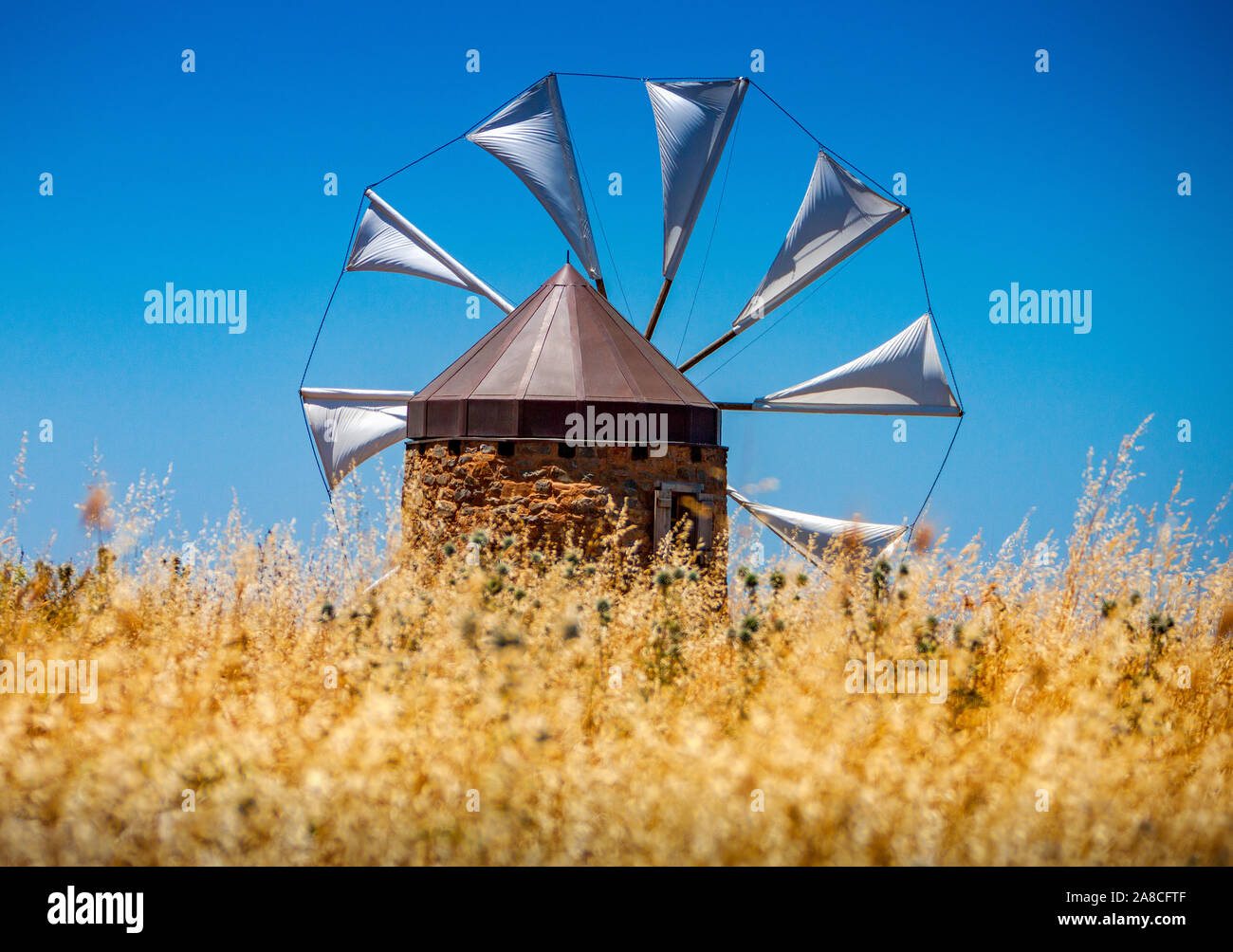 Old windmill in the mountains on the island of Crete, Greece Stock ...