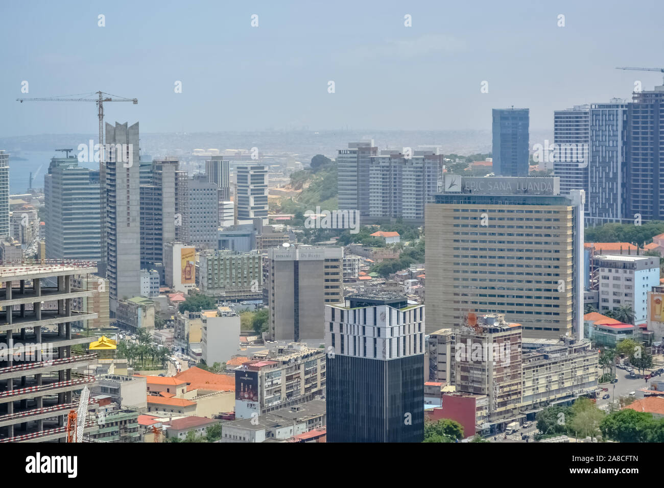 Luanda/Angola - 11/28/2016: Aerial view of downtown Luanda, bay and ...