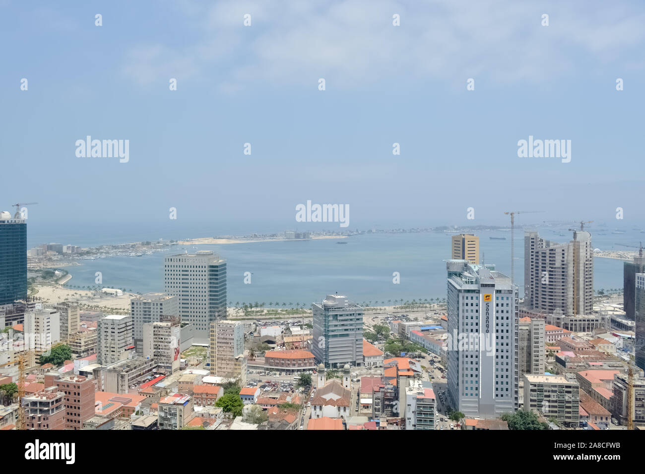 Luanda/Angola - 11/28/2016: Aerial view of downtown Luanda, bay and ...