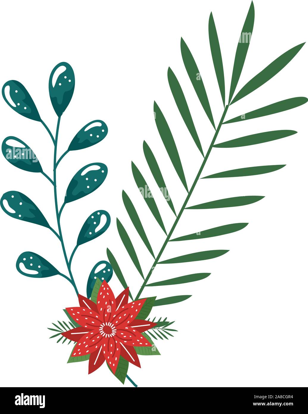 flower christmas decorative with branches and leafs Stock Vector Image ...