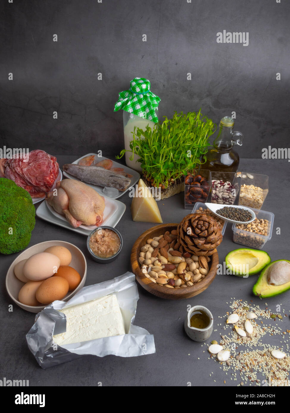 Healthy Diet - foods that are a rich source of proteins, includes meat ...