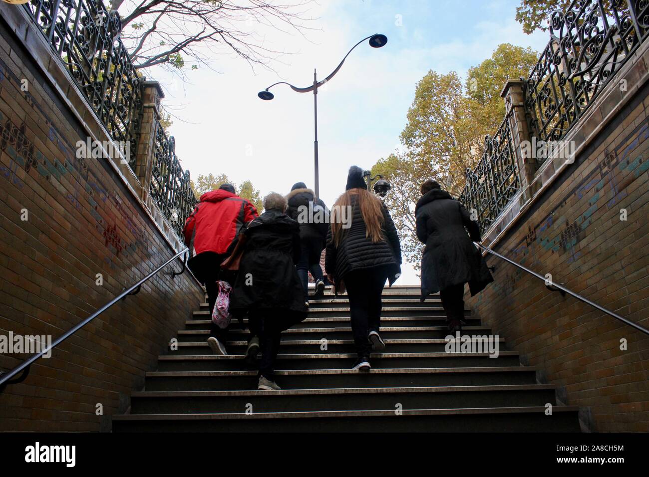passengers exiting solferino metro stairs in paris france Stock Photo ...