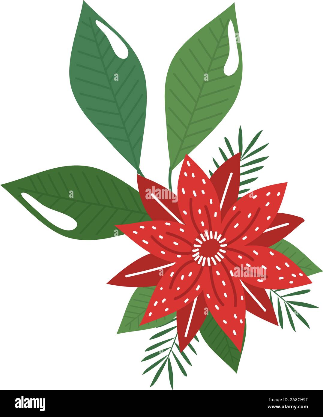 flower christmas decorative with branches and leafs Stock Vector Image ...