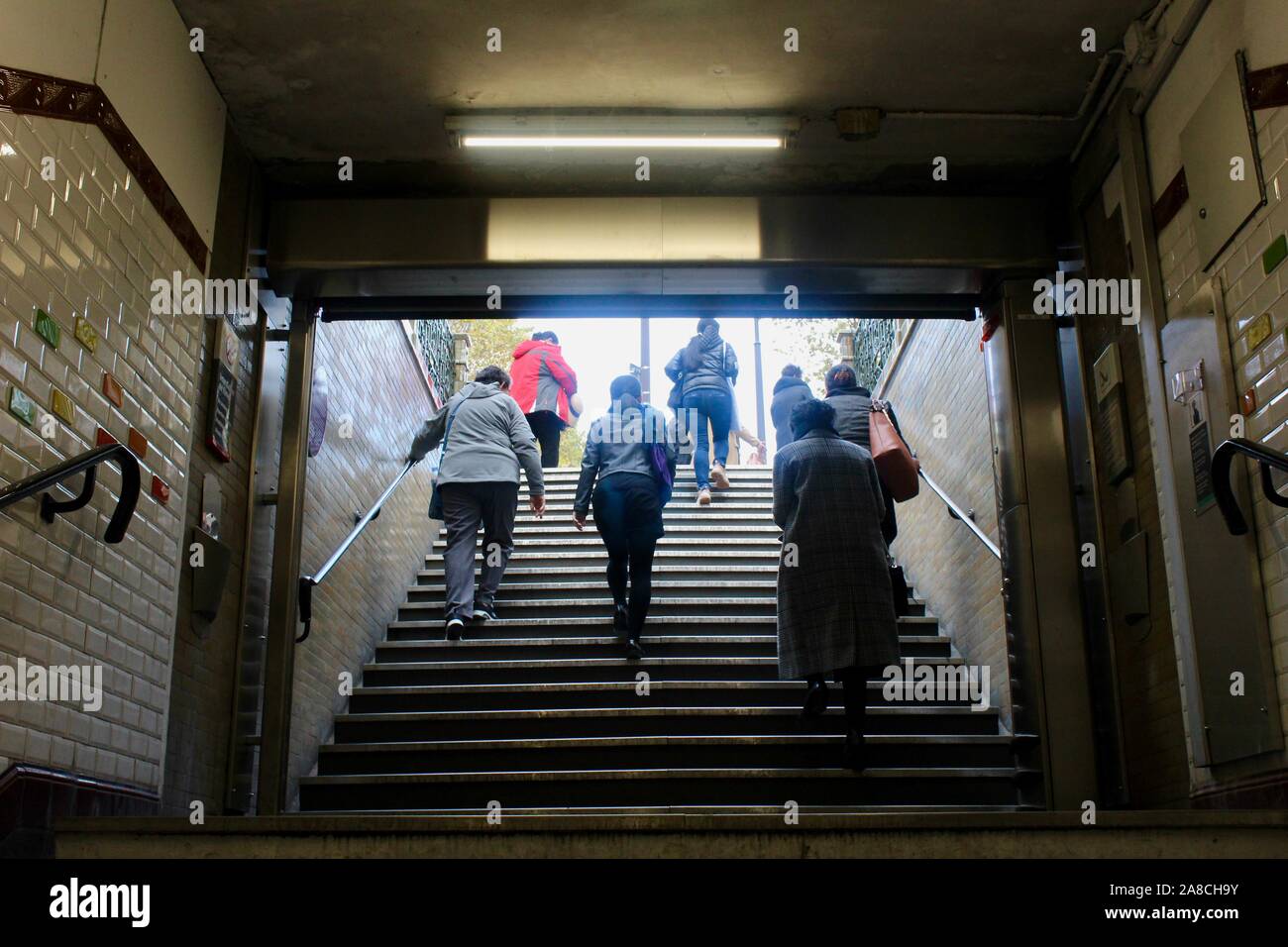 passengers exiting solferino metro stairs in paris france Stock Photo ...
