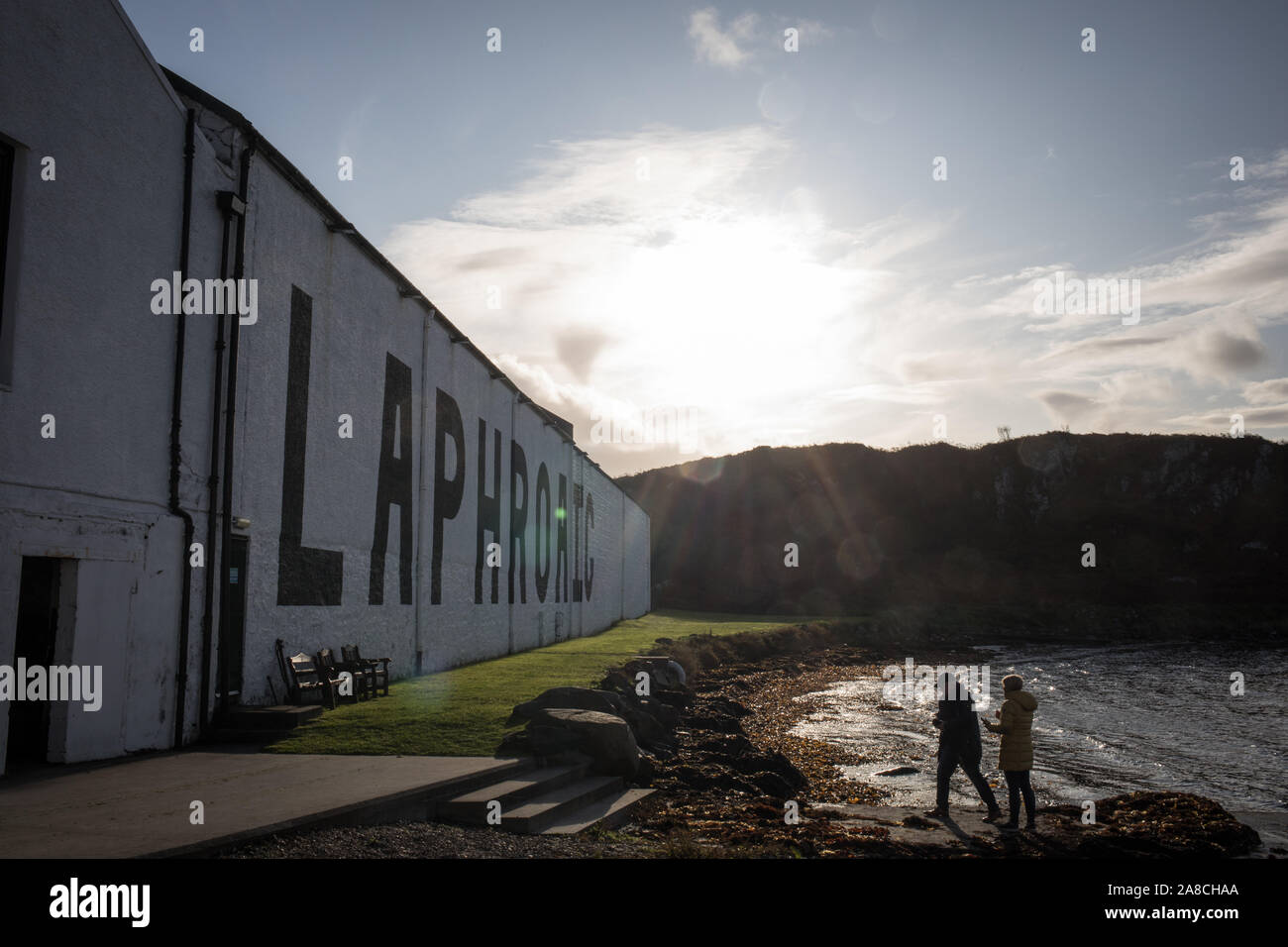 Laphroaig single malt whisky distillery, on Islay, Scotland, 17 October ...