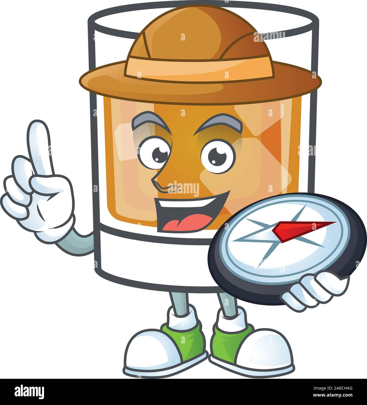 Whiskey with character holding compass on white background Stock Vector ...