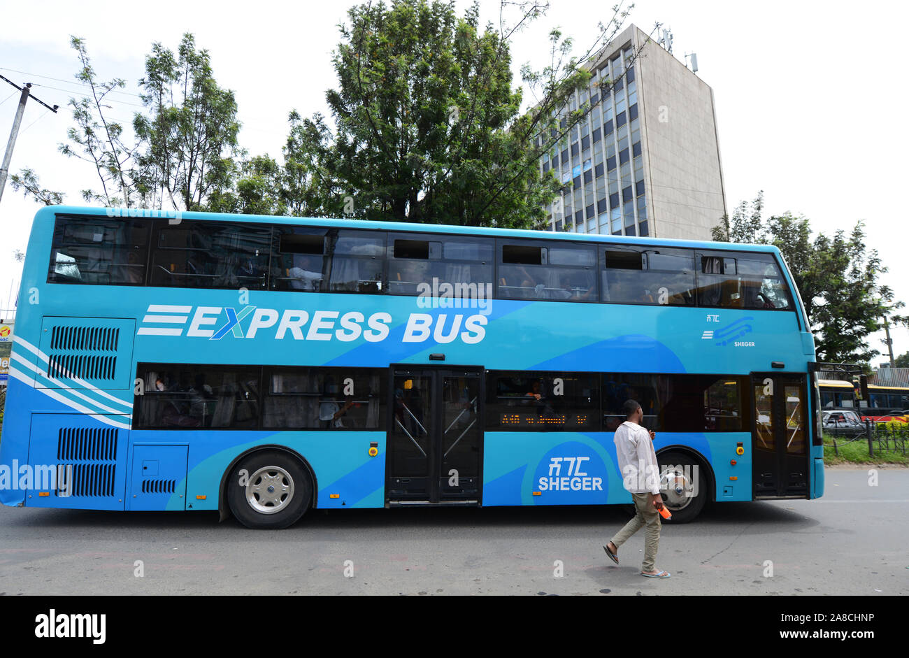 A double decker bus in Addis Ababa Stock Photo - Alamy