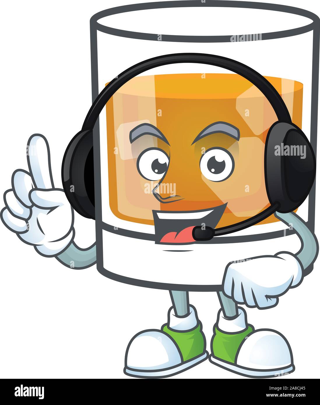 Beverage cold whiskey cartoon character isolated with headphone Stock ...