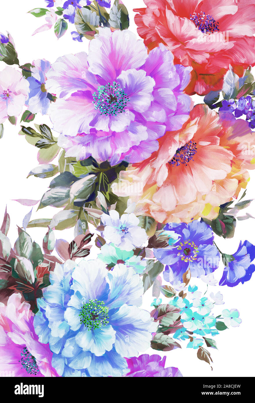 watercolor flowers illustration Stock Photo - Alamy