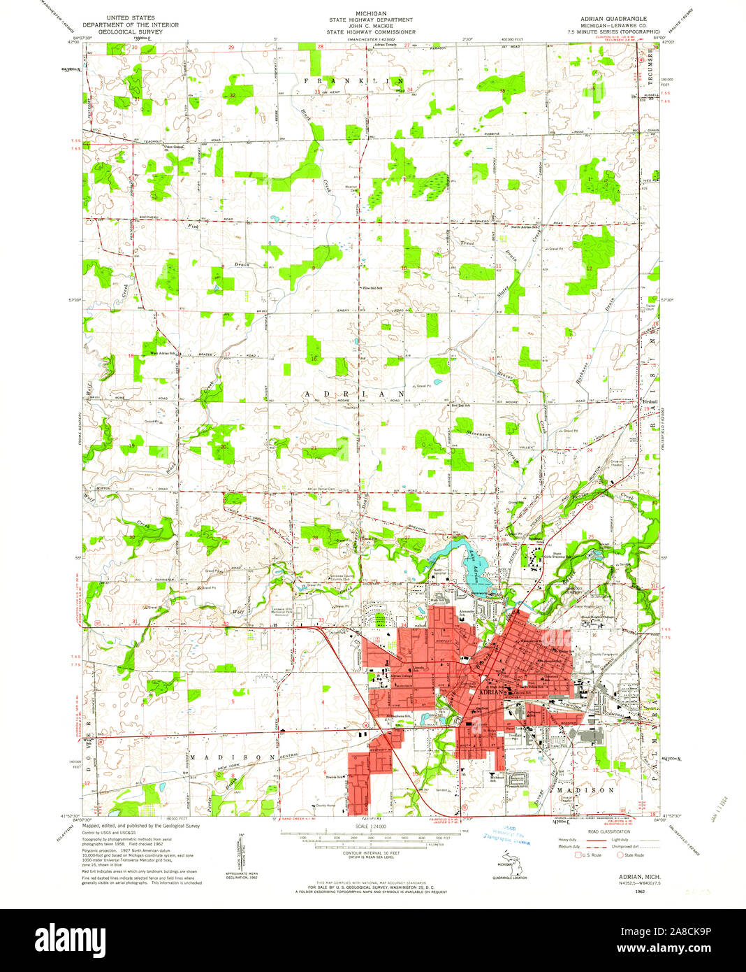 Map of adrian michigan hi-res stock photography and images - Alamy