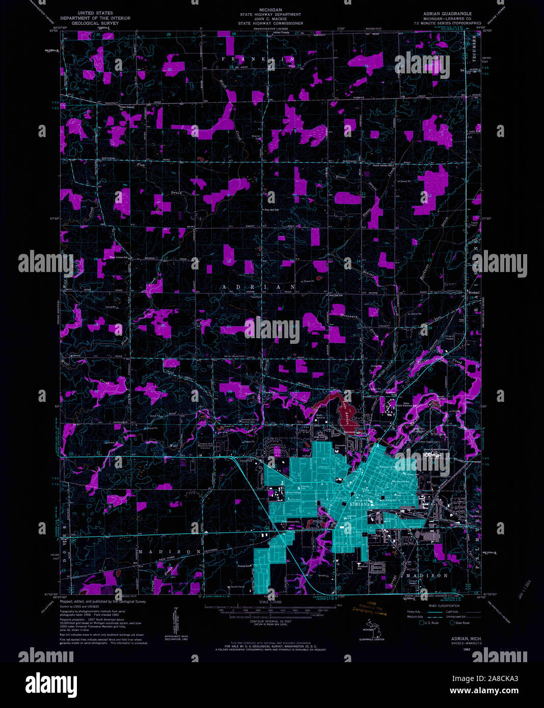 Map of adrian michigan hi-res stock photography and images - Alamy