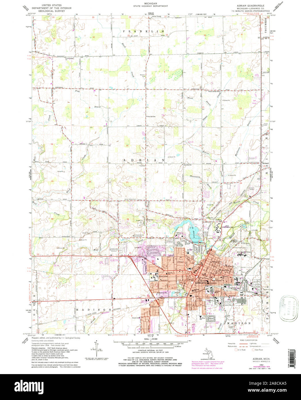 Adrian michigan map hi-res stock photography and images - Alamy