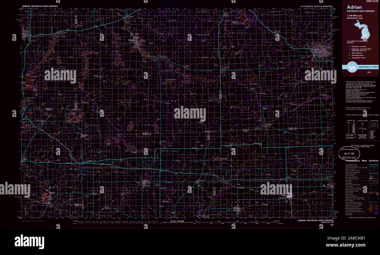 Map of adrian michigan hi-res stock photography and images - Alamy