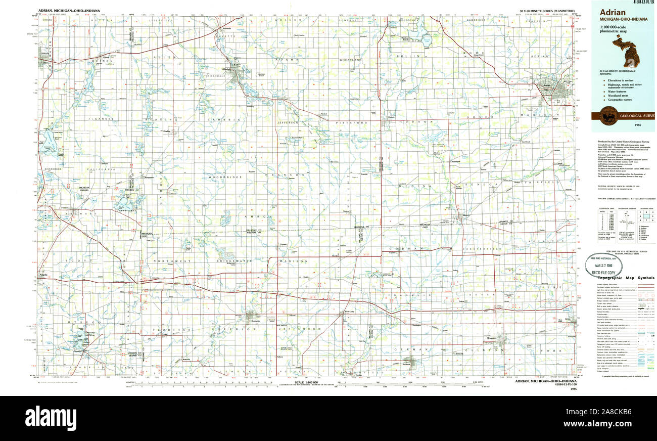 Map of adrian michigan Cut Out Stock Images & Pictures - Alamy