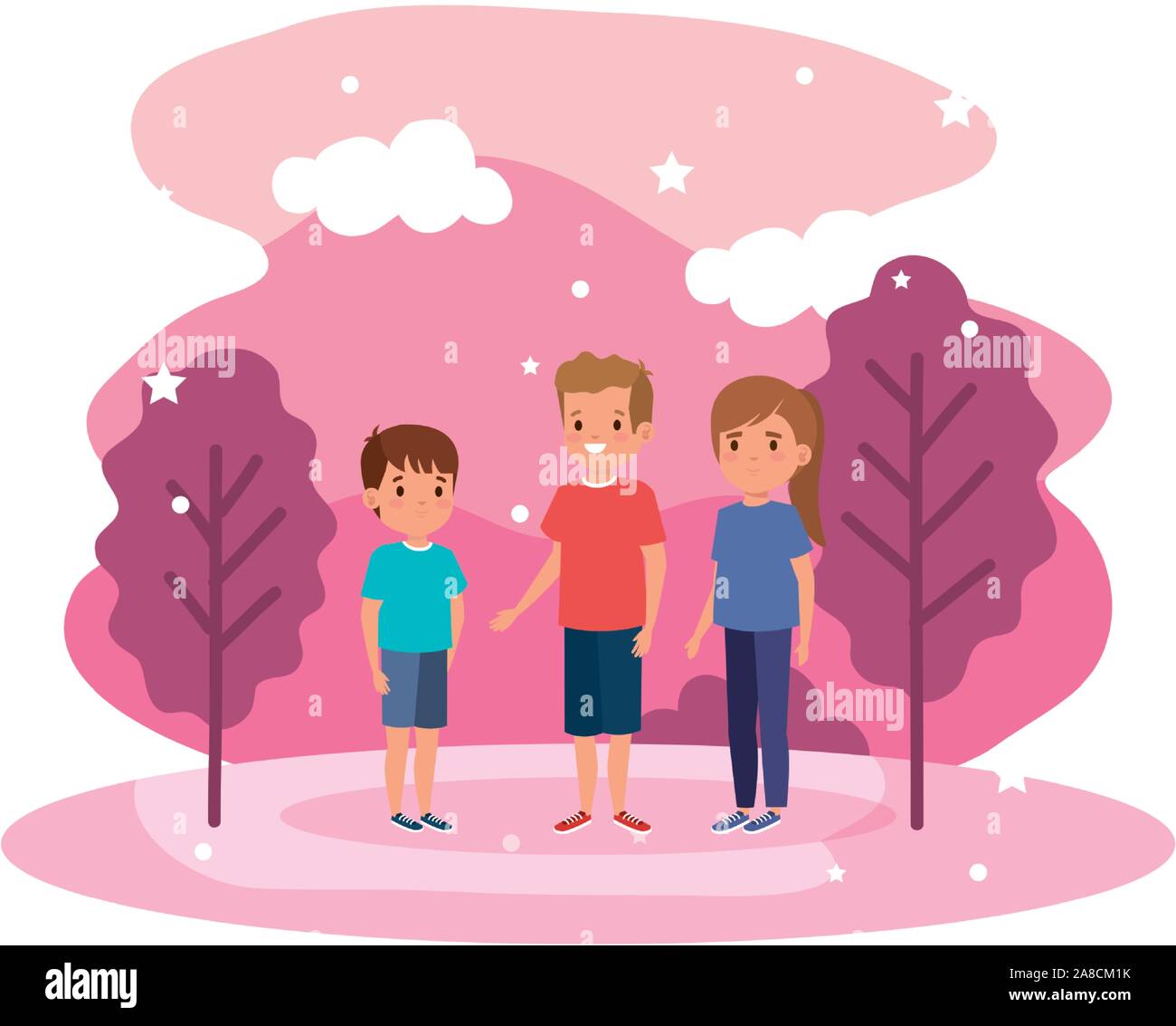cute little children in landscape scene Stock Vector Image & Art - Alamy