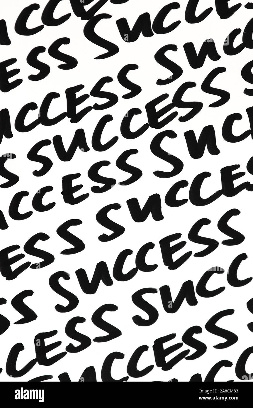 Success message written as a motivational mantra in black ink on white ...