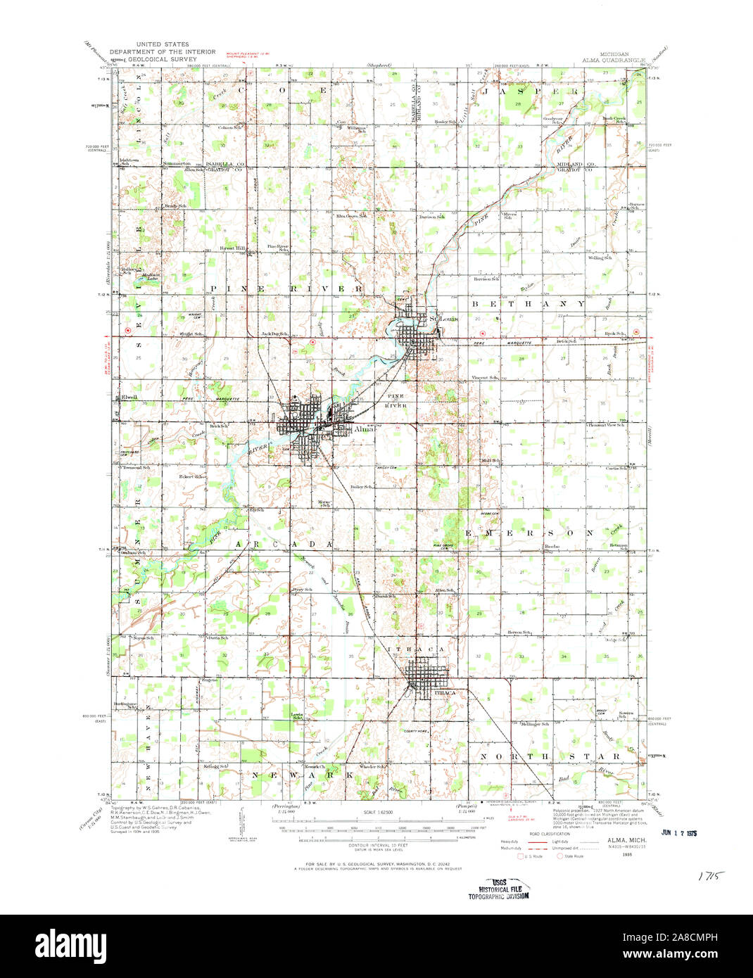 Alma michigan map hi-res stock photography and images - Alamy