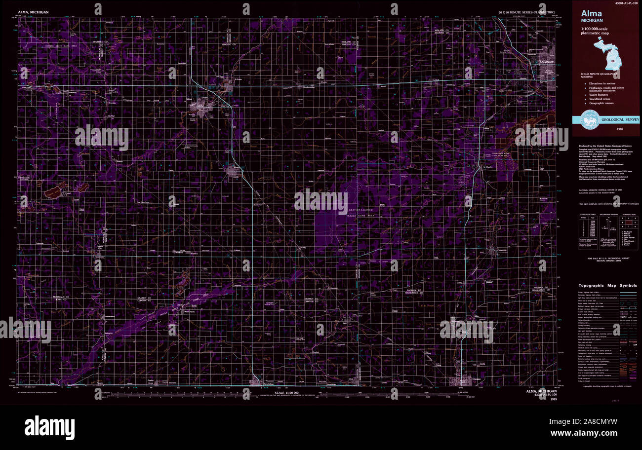 Alma michigan map hi-res stock photography and images - Alamy