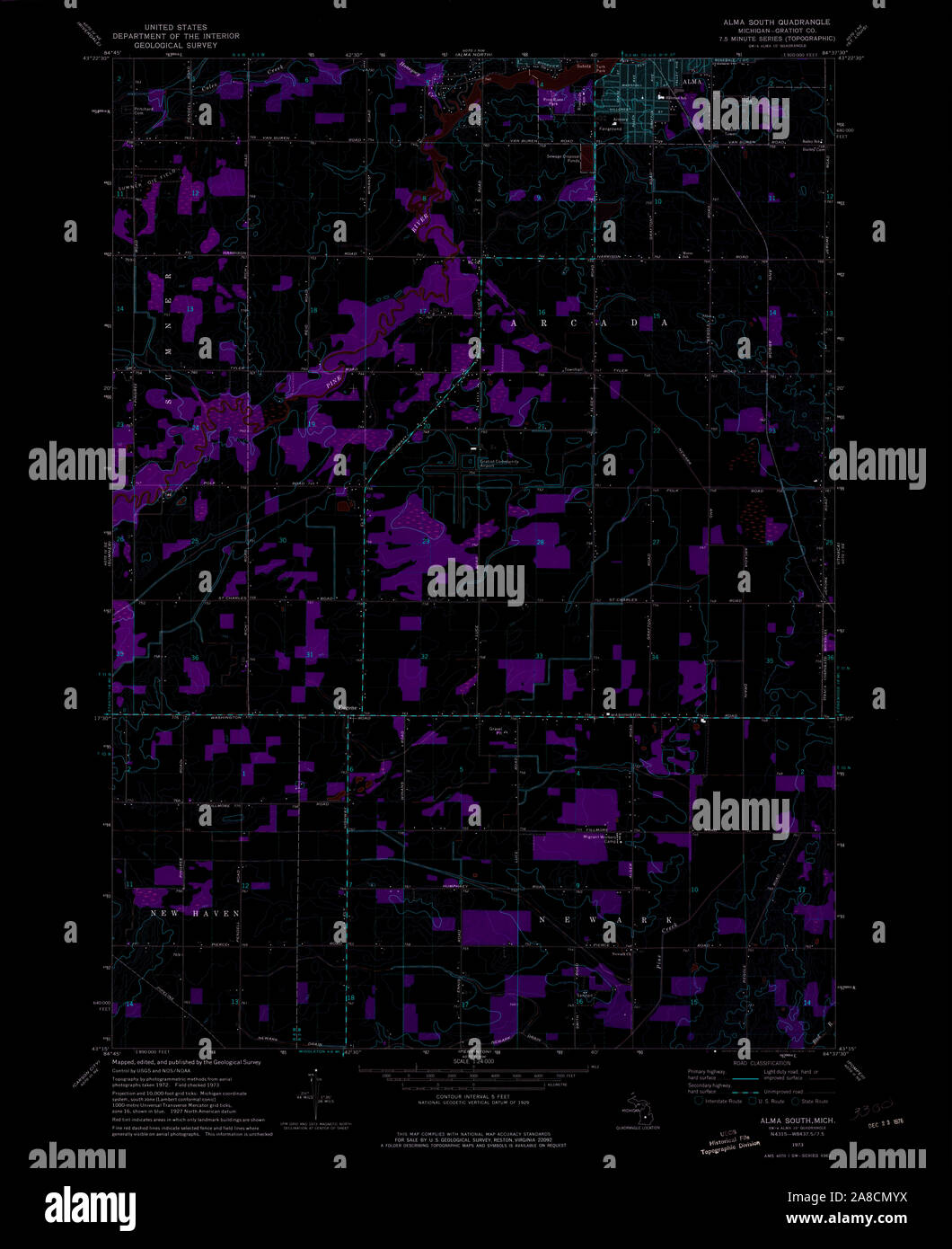 Alma Michigan Map High Resolution Stock Photography and Images - Alamy