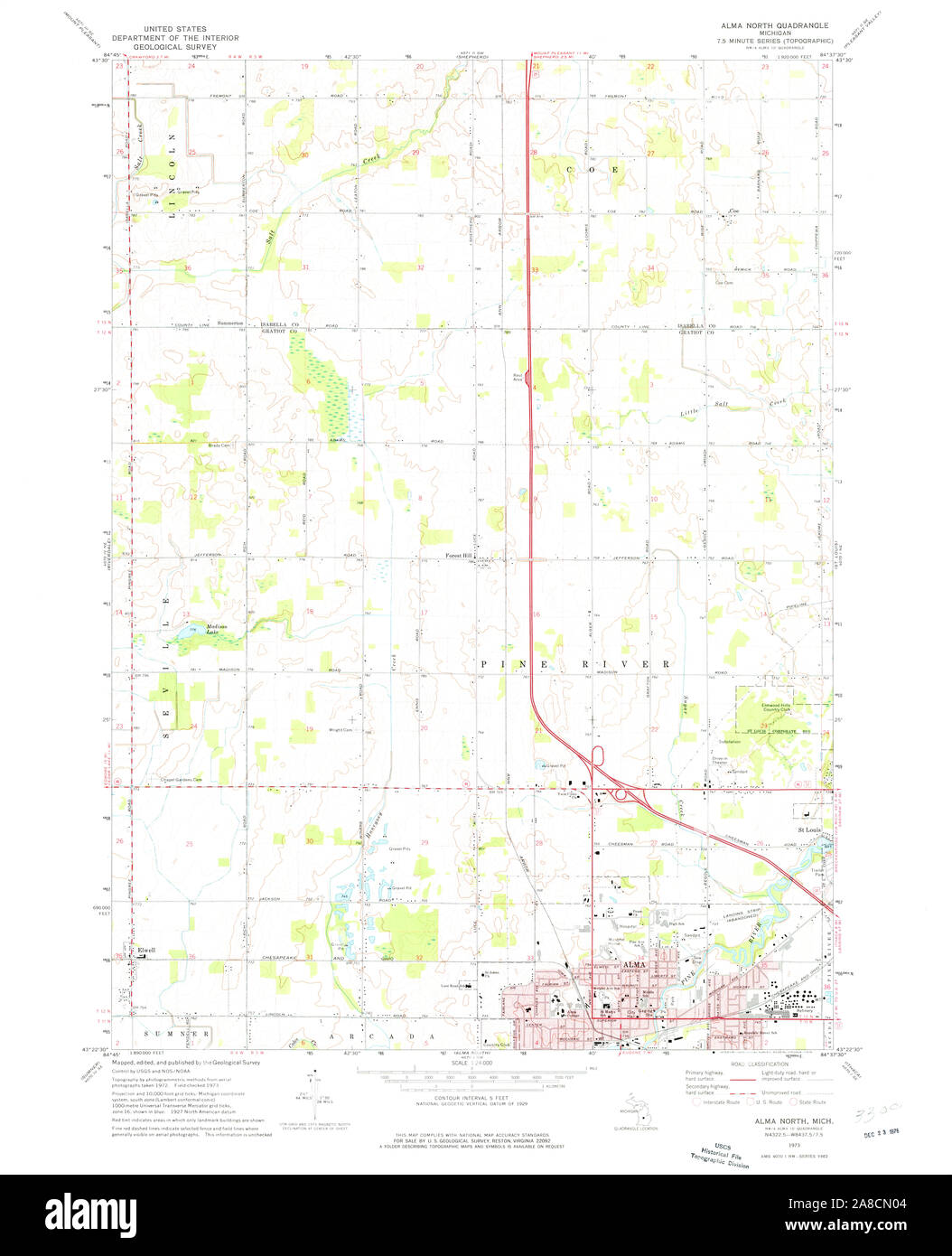 Alma Michigan Map High Resolution Stock Photography and Images - Alamy