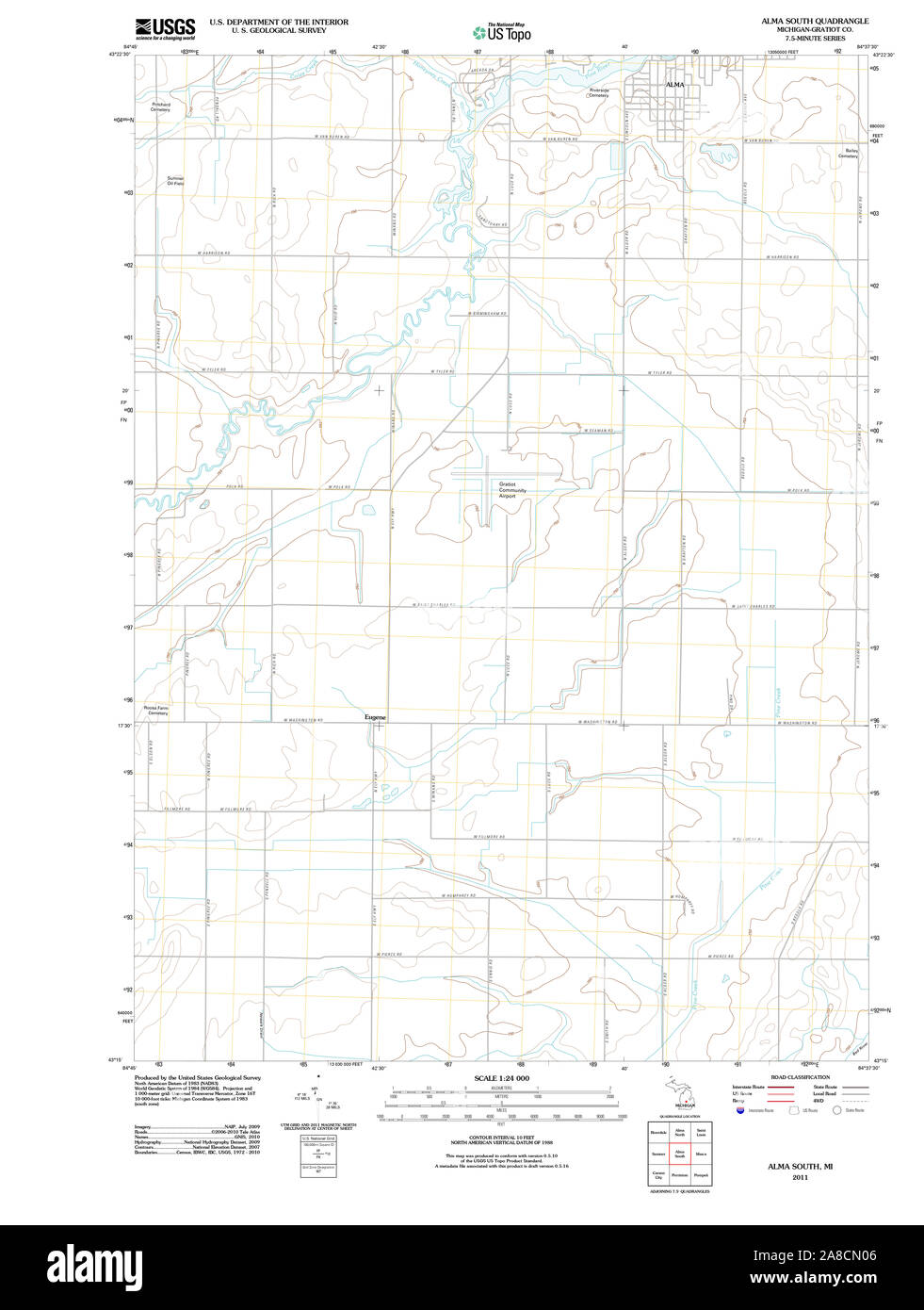 Alma michigan map Cut Out Stock Images & Pictures - Alamy