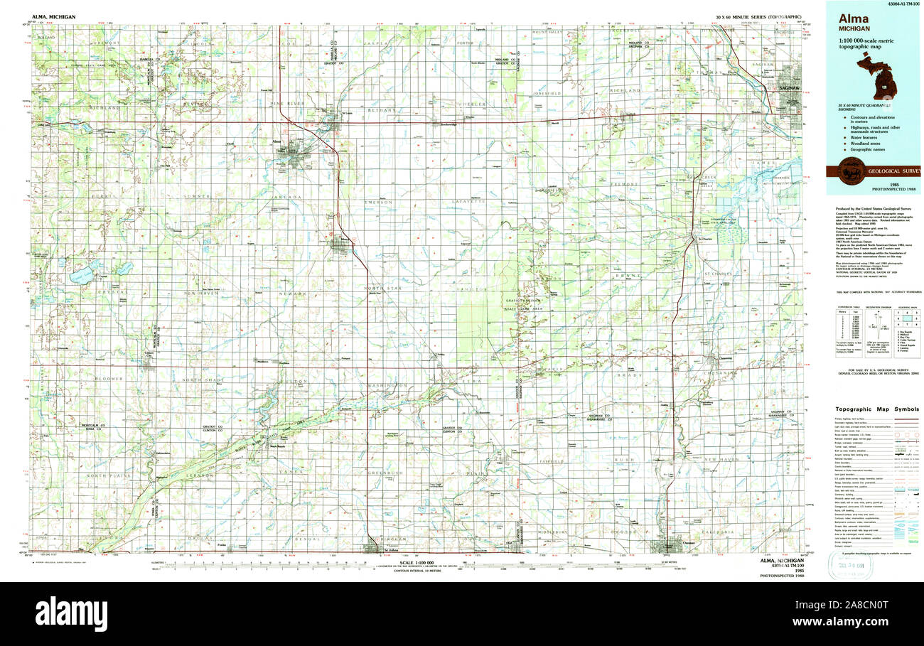Alma Michigan Map High Resolution Stock Photography and Images - Alamy