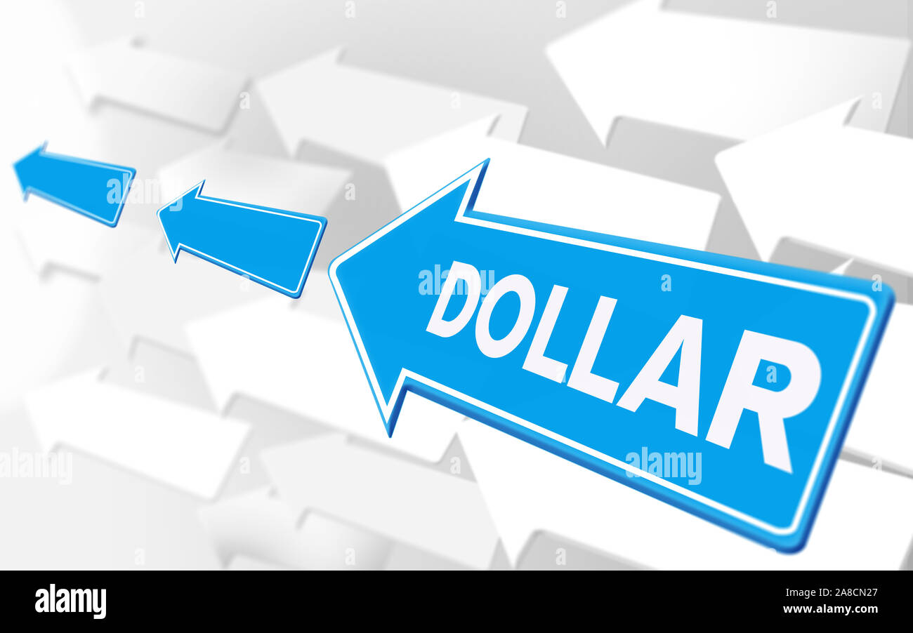 Dollar text on a 3D highway road sign other white and gray empty road ...