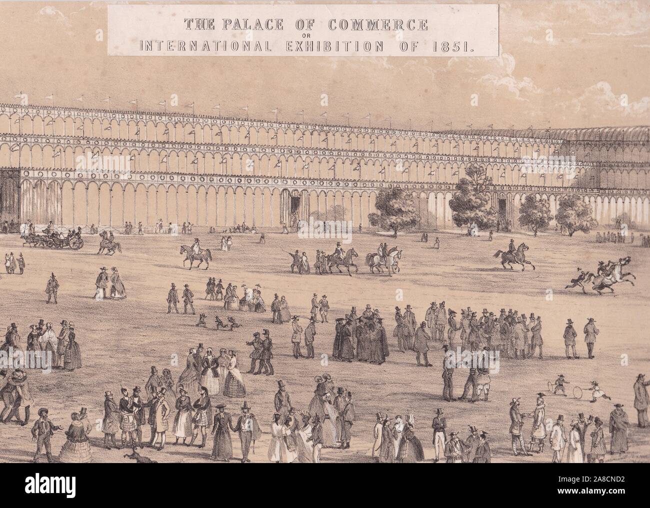 1800s Engraving - The Palace of Commerce 'International Exhibition of ...