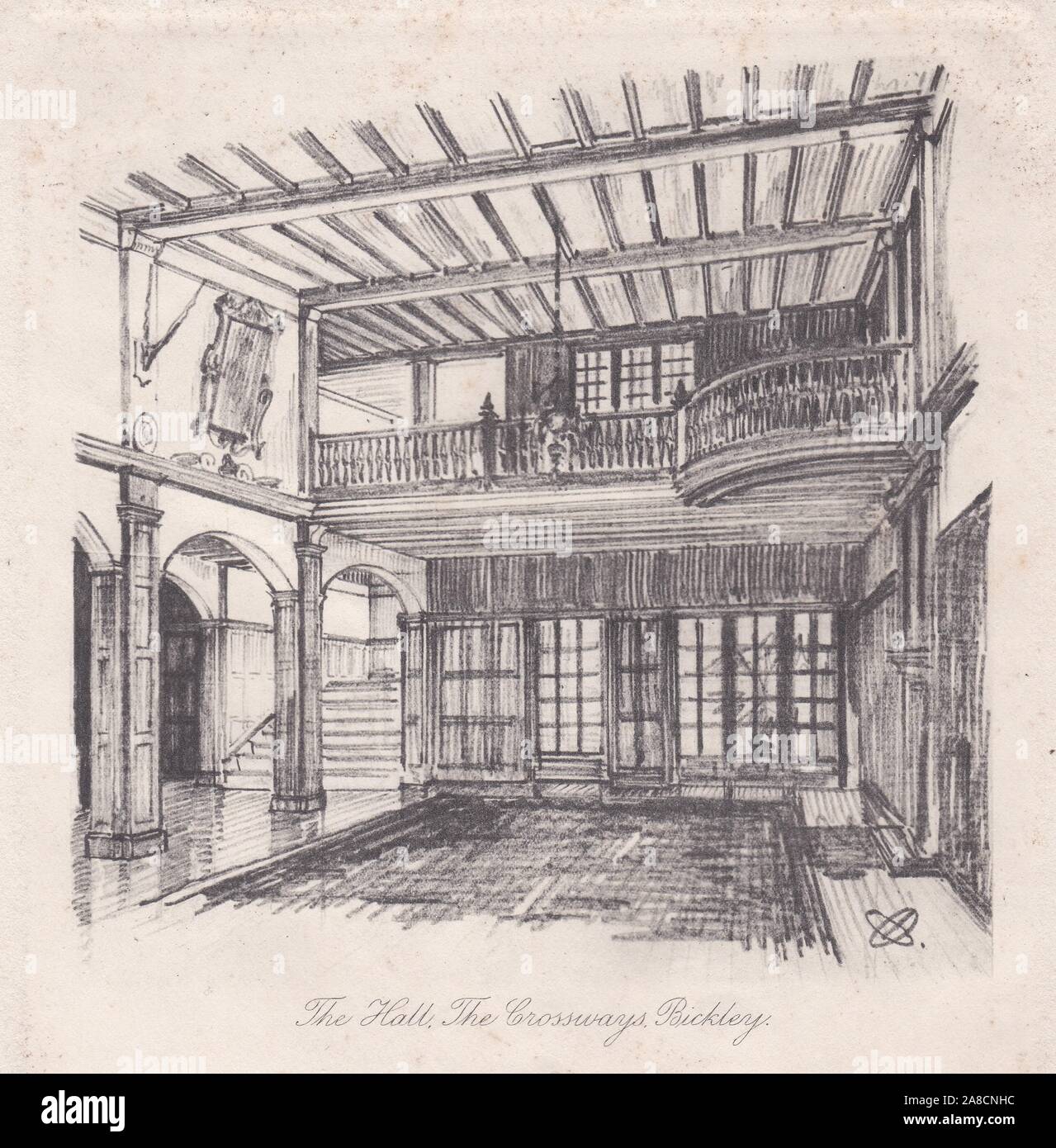 1800s Engraving - The Hall, The Crossways, Bickley, London, UK. 1800s ...