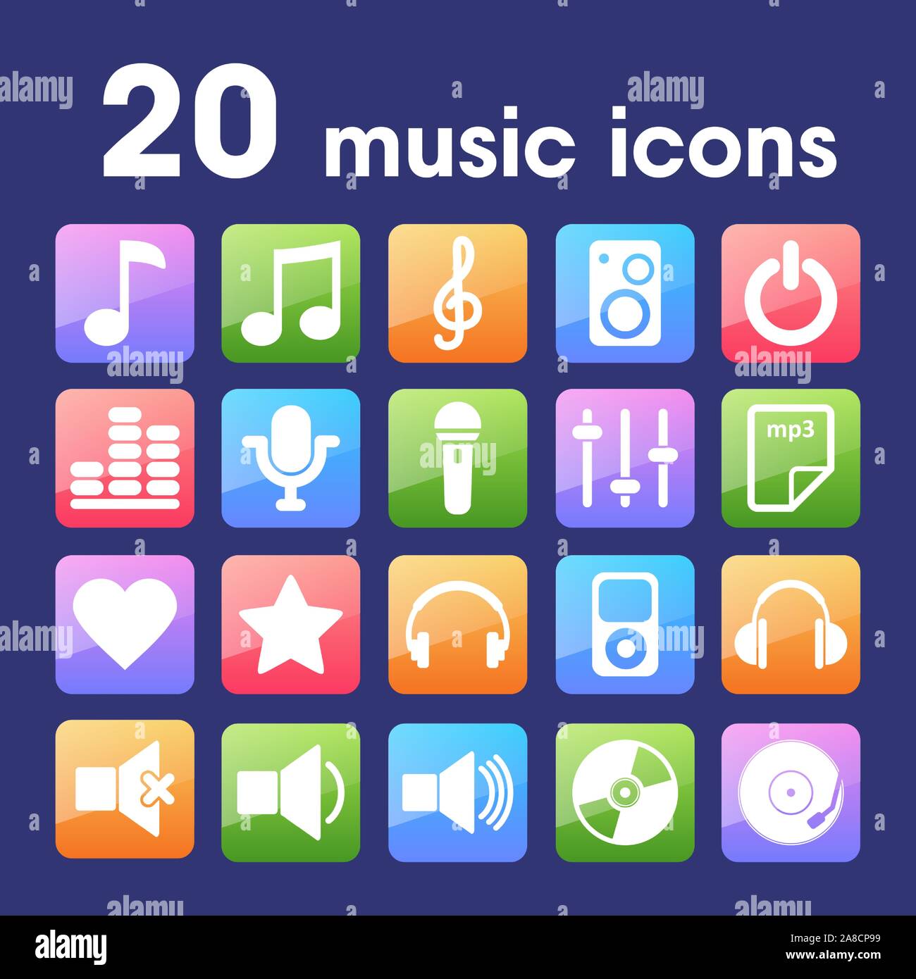 Modern flat icons vector illustration of multimedia symbols, sound ...