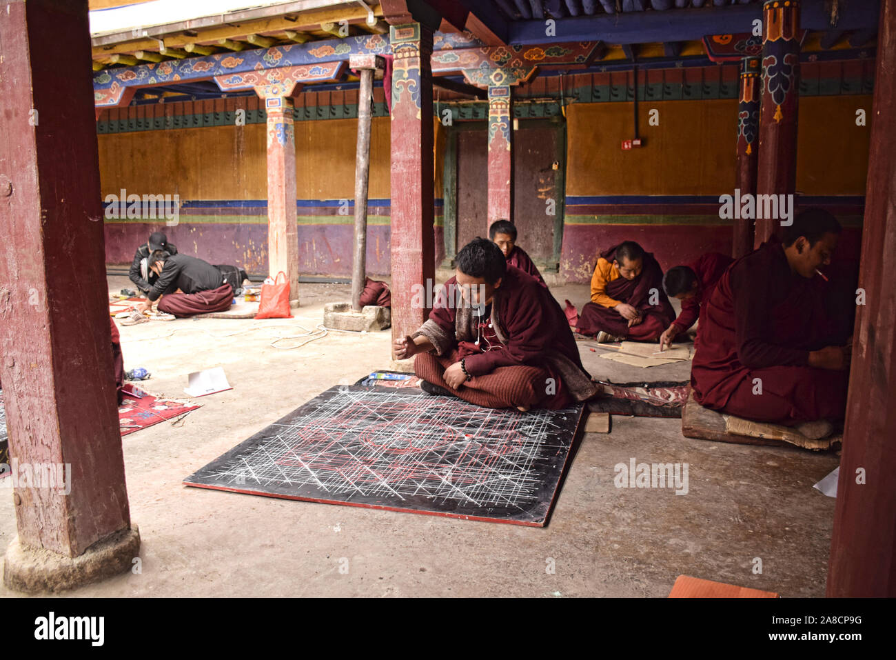 Buddhist monk inside Sakya monastery, Tingri county, Tibet - China ...
