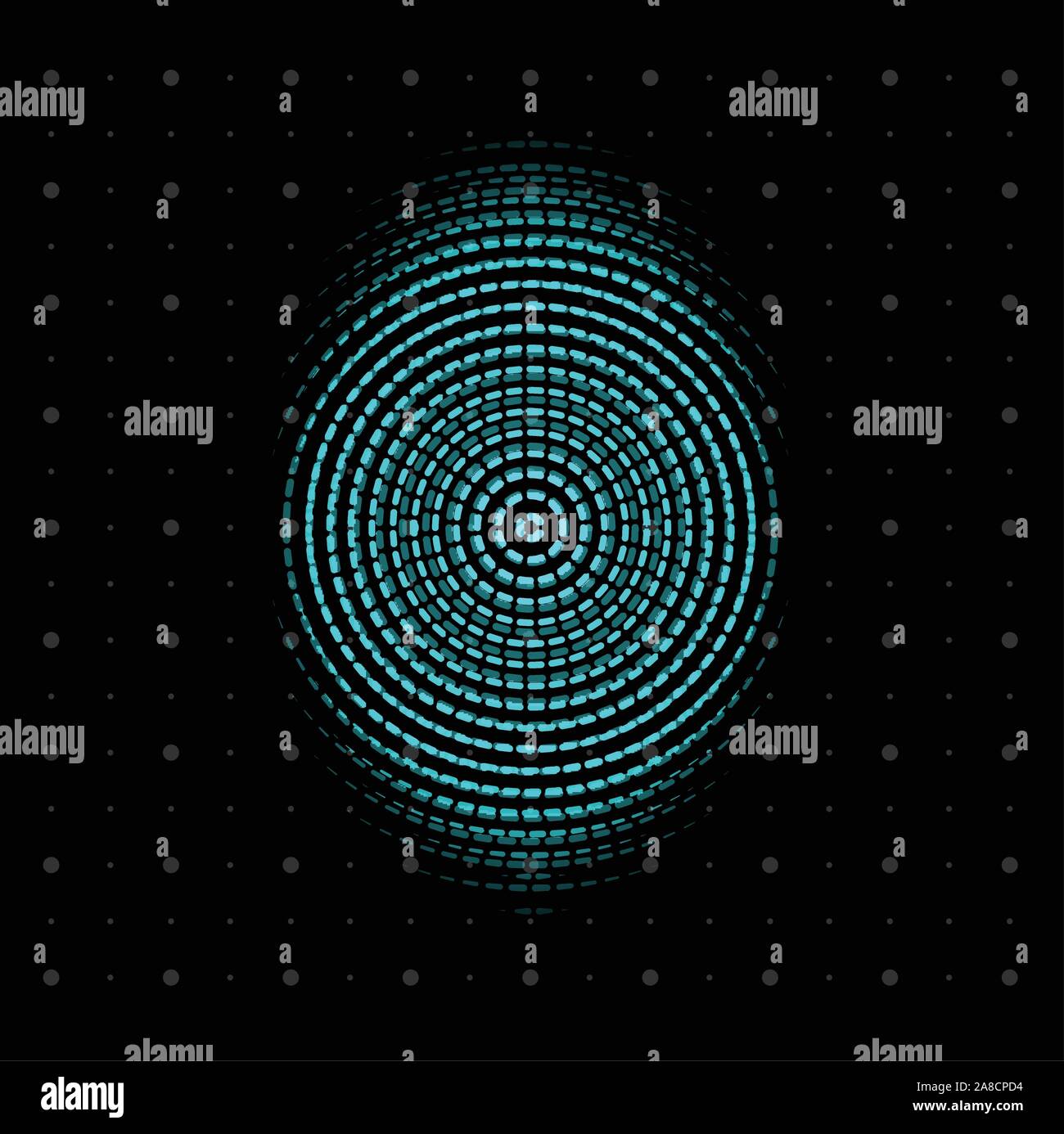Blue centric circles icon. Biometric security, thumbprint, Fingerprint ...