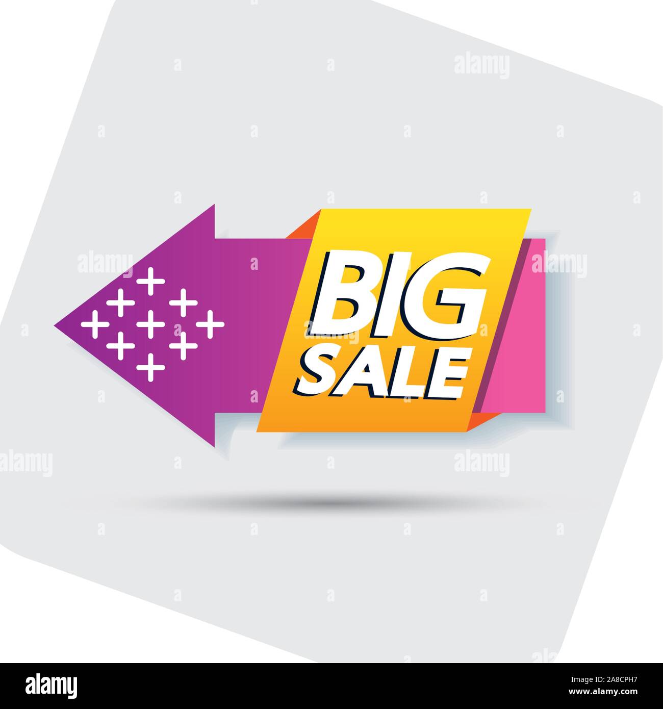 commercial label with big sale offer lettering and arrow Stock Vector ...