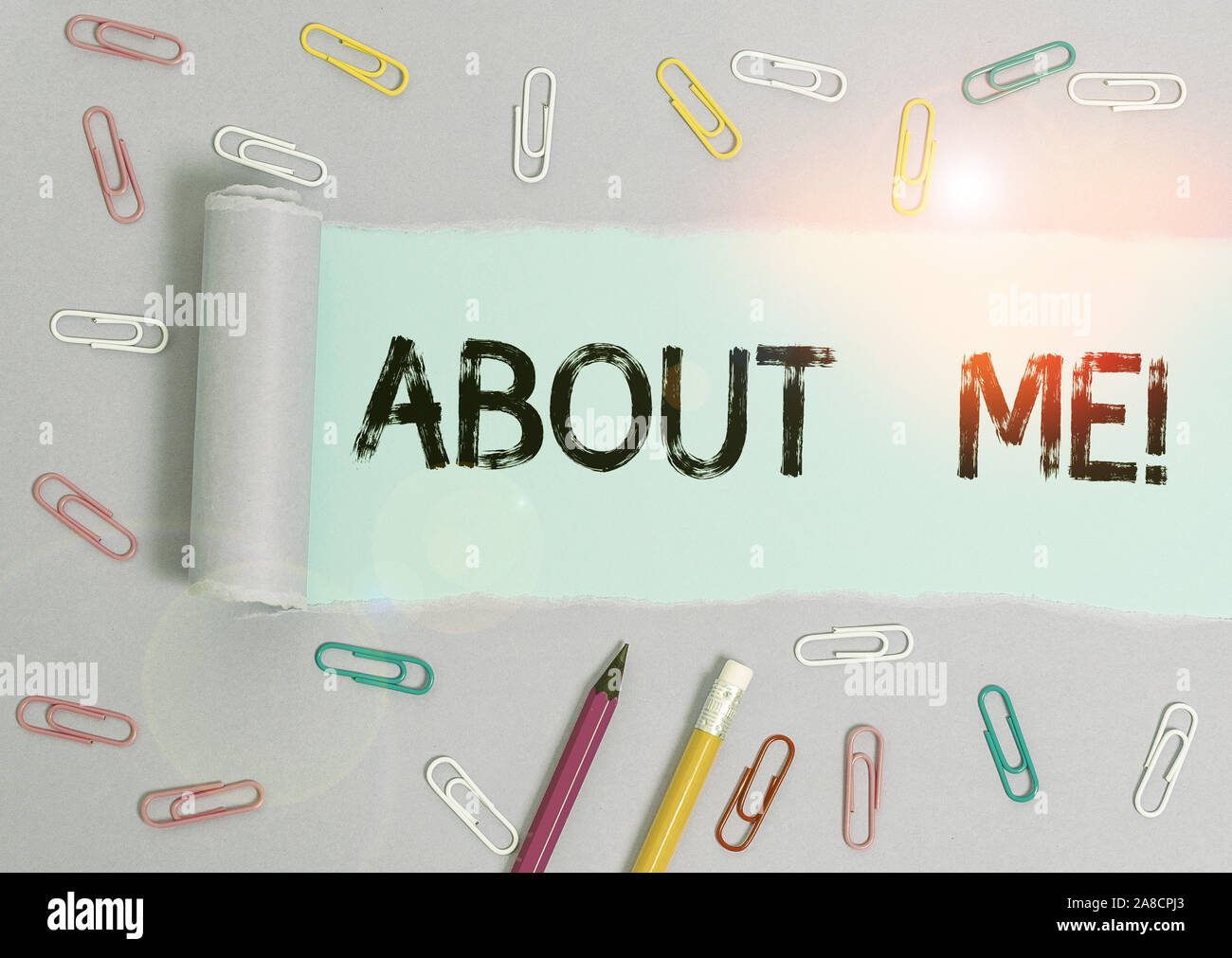 Writing note showing About Me. Business concept for telling someone ...