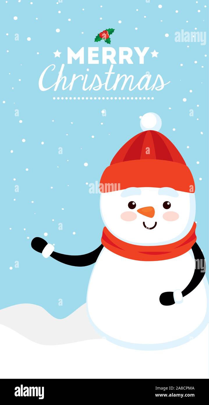 merry christmas poster with snowman Stock Vector Image & Art - Alamy