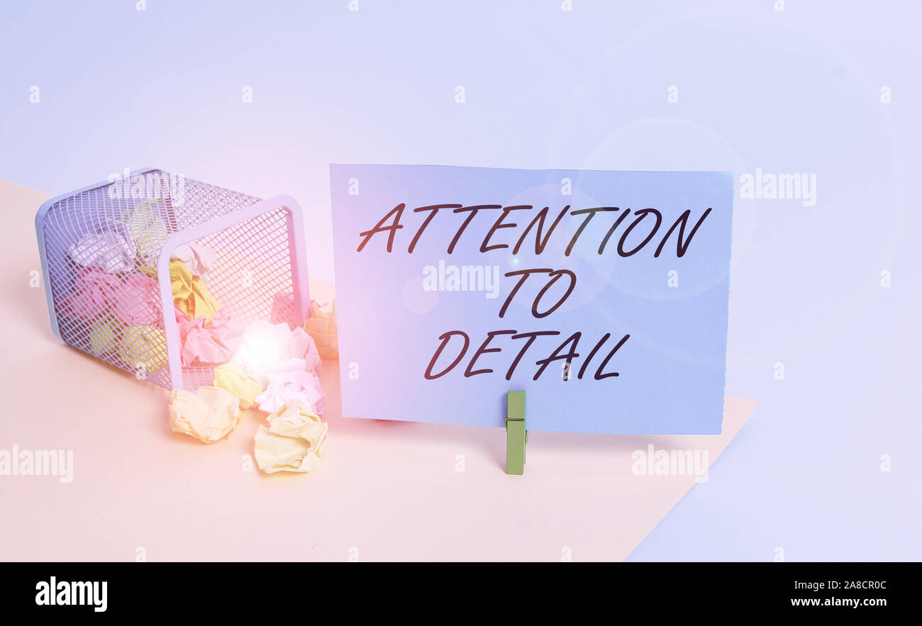 Writing note showing Attention To Detail. Business concept for Achieve ...