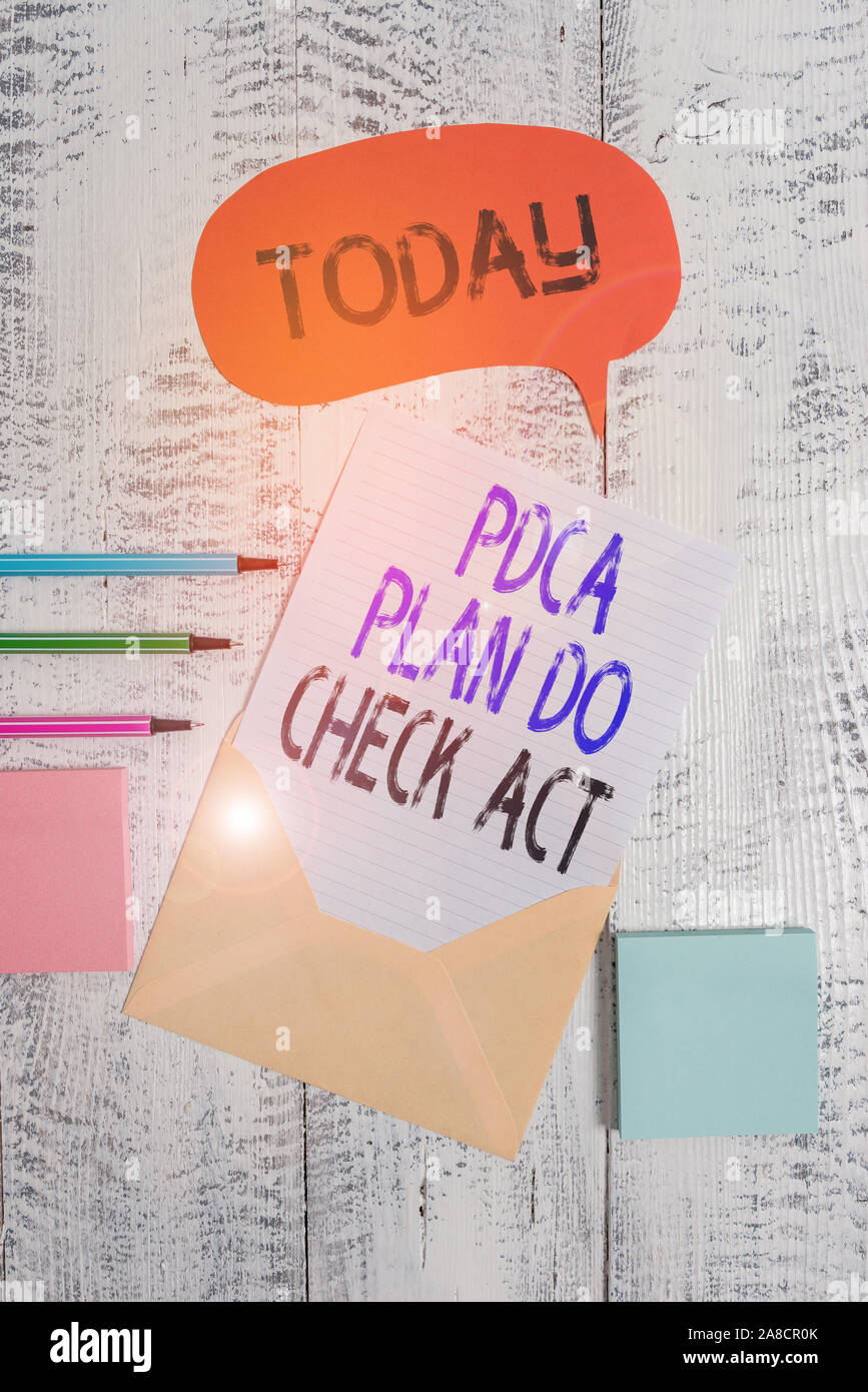 Writing note showing Pdca Plan Do Check Act. Business concept for ...