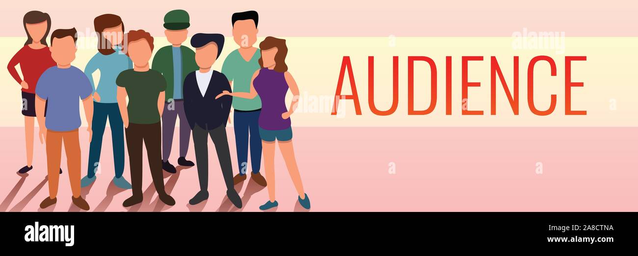 Audience people concept banner. Cartoon illustration of audience people ...