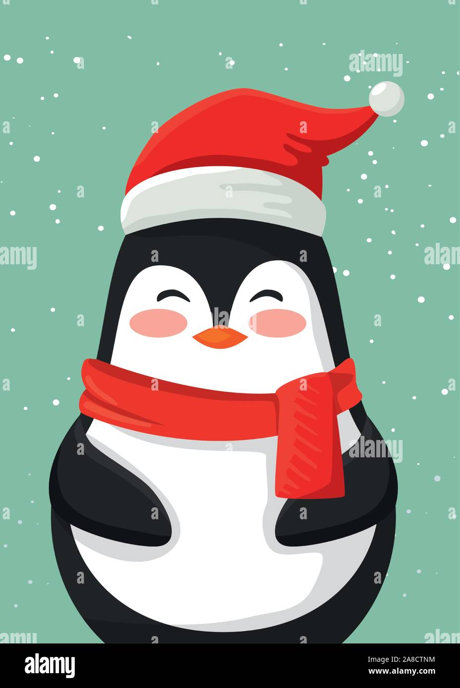 merry christmas cute penguin character Stock Vector Image & Art - Alamy