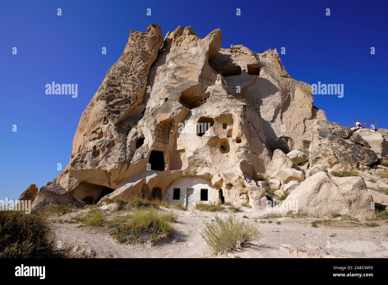 Uchisar Castle and Top Station View point, Cappadocia, Anatolia, Turkey ...