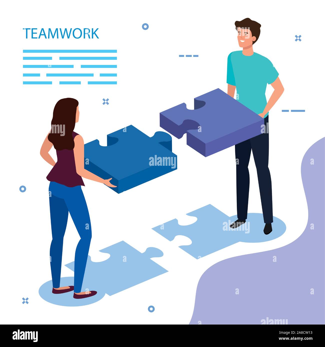 work team couple with puzzle pieces Stock Vector Image & Art - Alamy