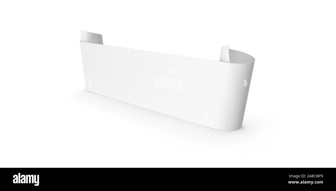 Realistic three dimensional ribbon banner against white background ...