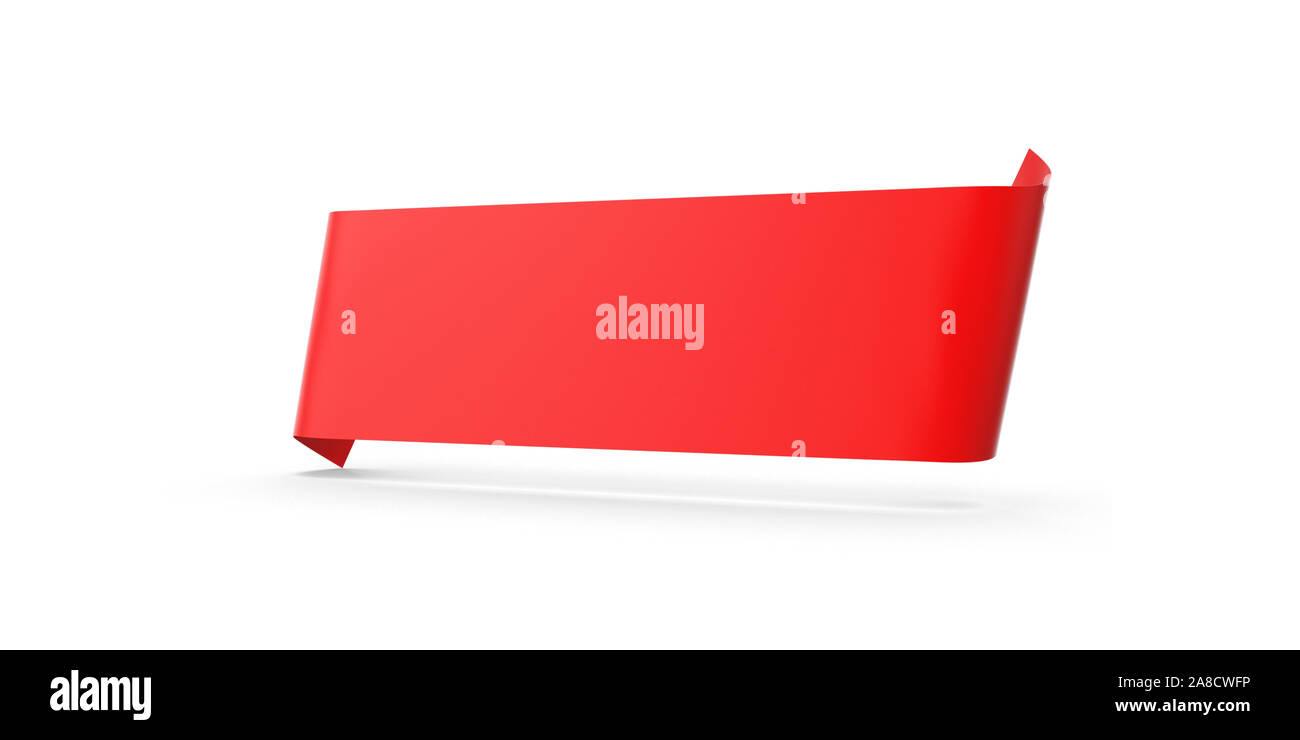 Realistic three dimensional ribbon banner against white background ...