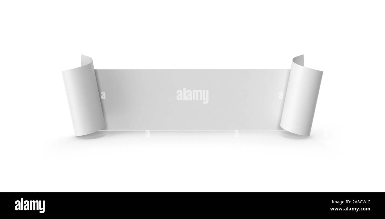 Realistic three dimensional ribbon banner against white background ...